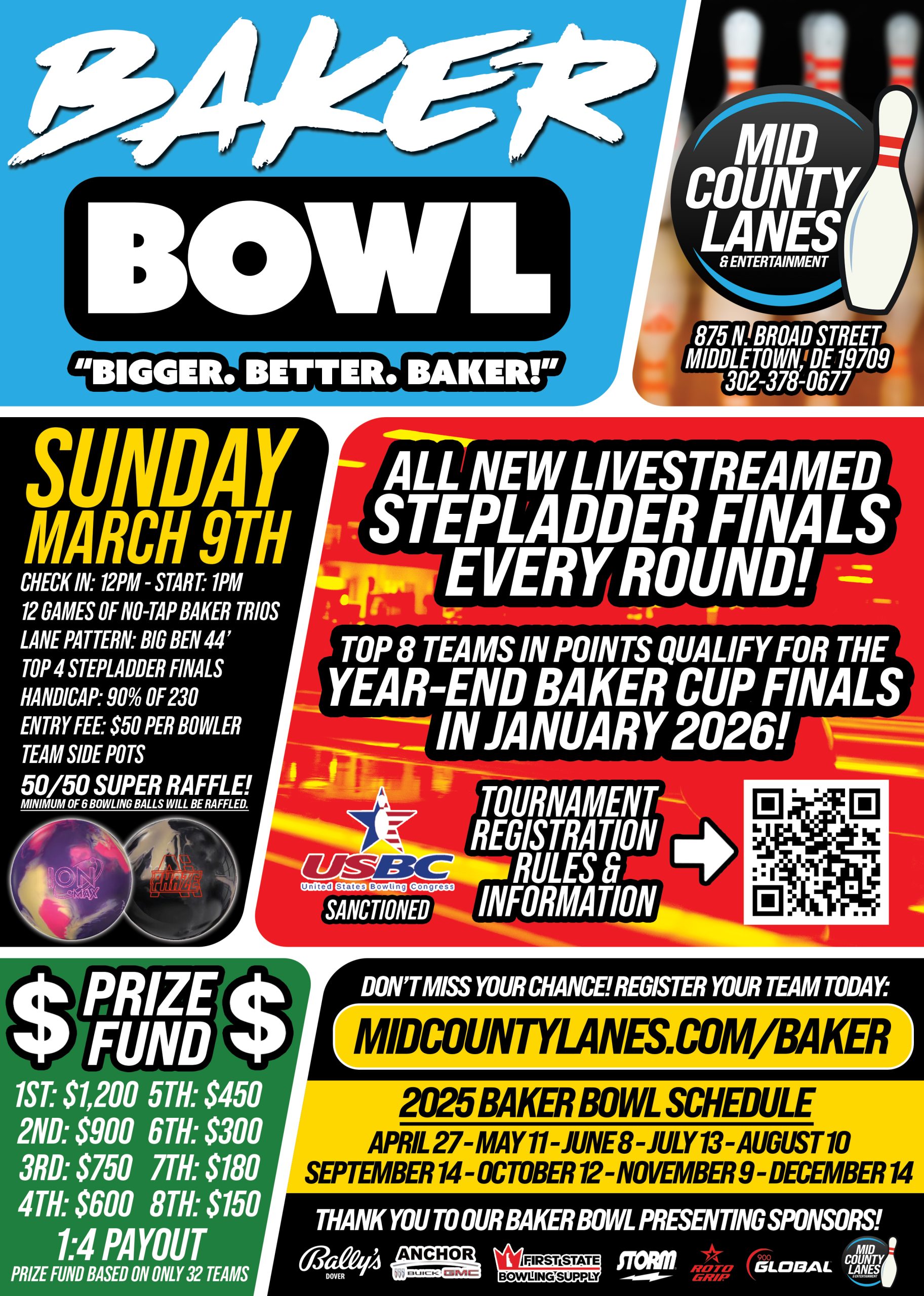 Baker Bowl Tournaments - Mid County Lanes And Entertainment
