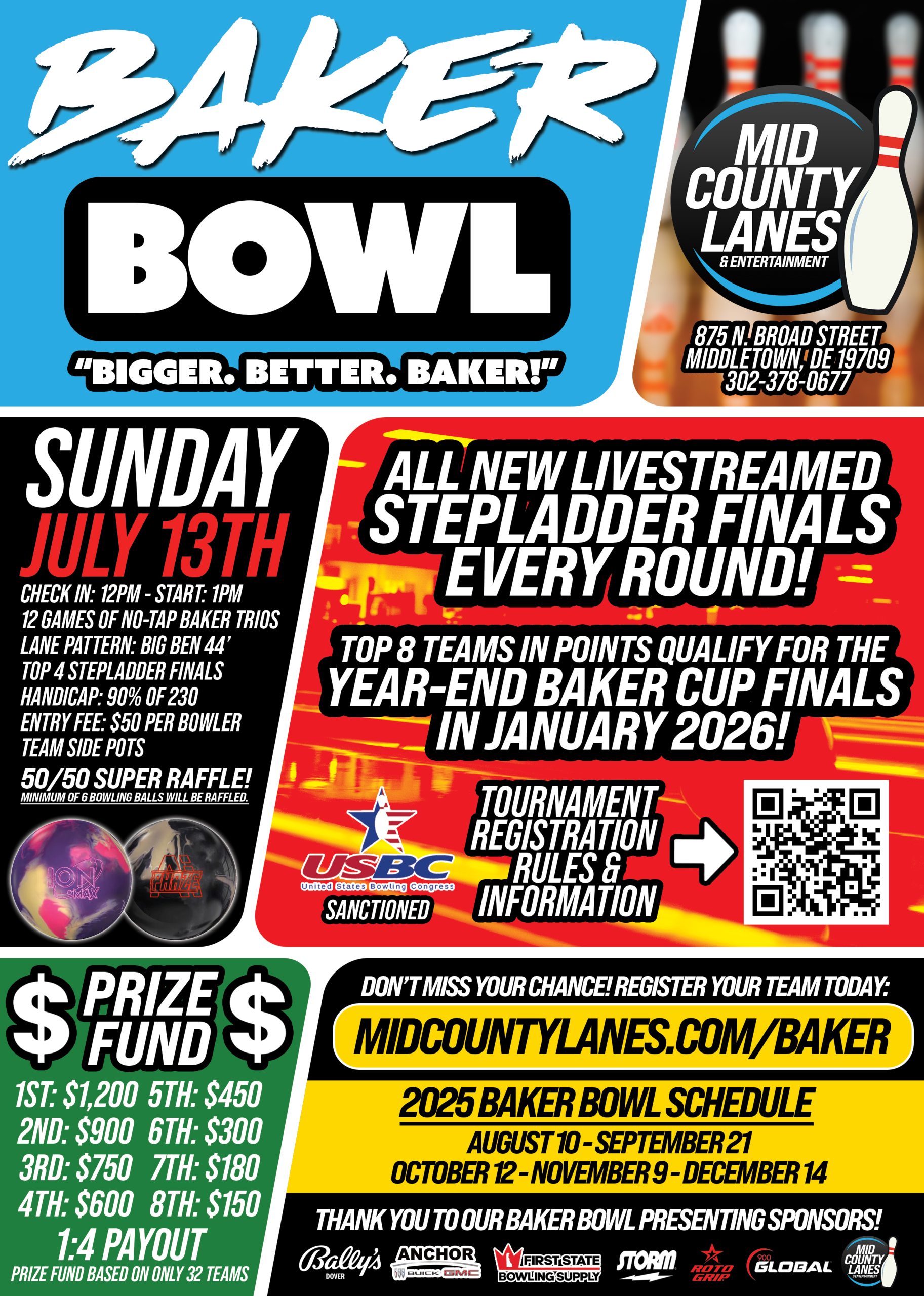 Baker Bowl Tournaments - Mid County Lanes And Entertainment